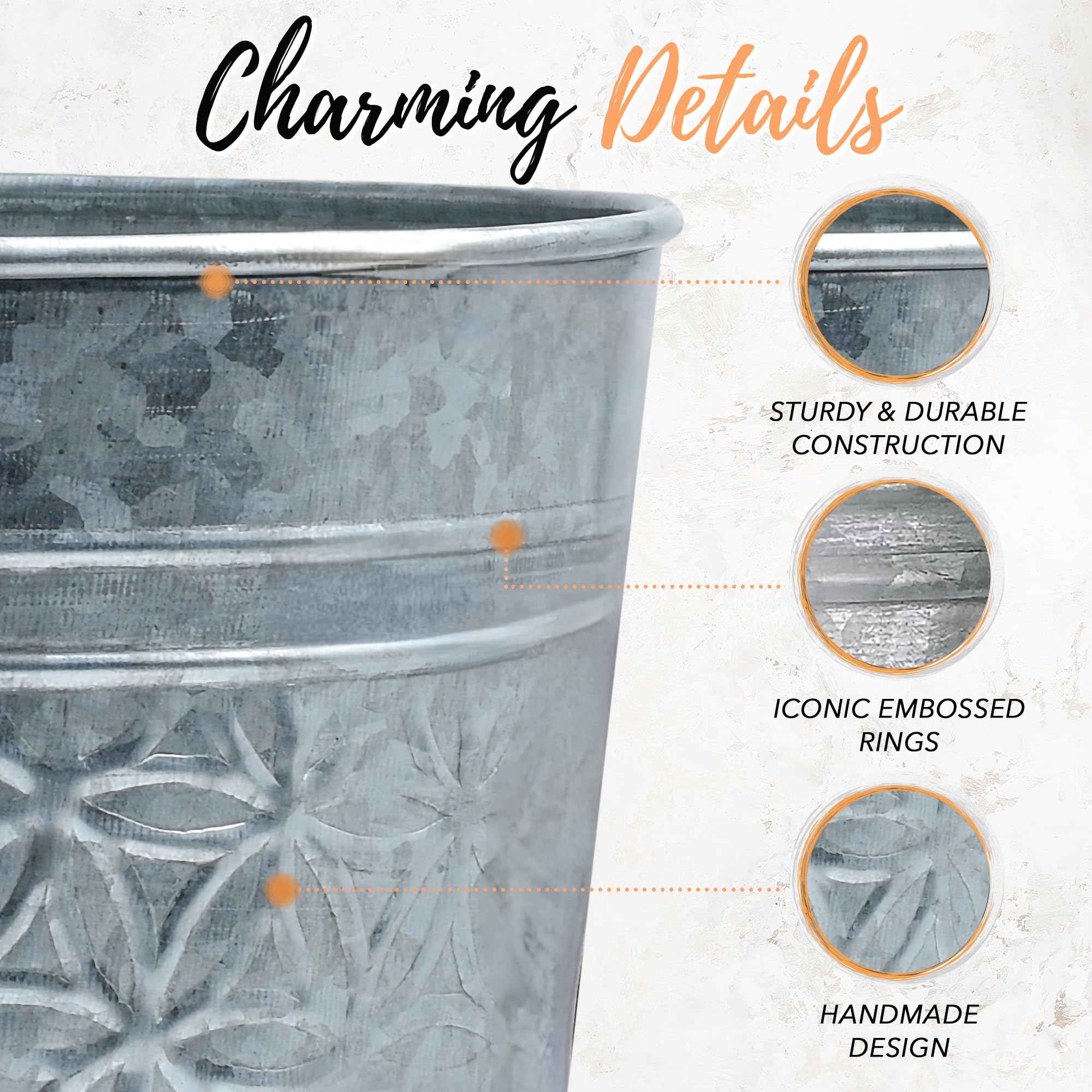 Autumn Alley Farmhouse Bathroom Trash Can, Garbage Can, Round Open Top Garbage Basket Bin for Home Office Rustic Trash Can Cute Decorative Wastebasket, Rustic Bathroom Decor, Galvanized