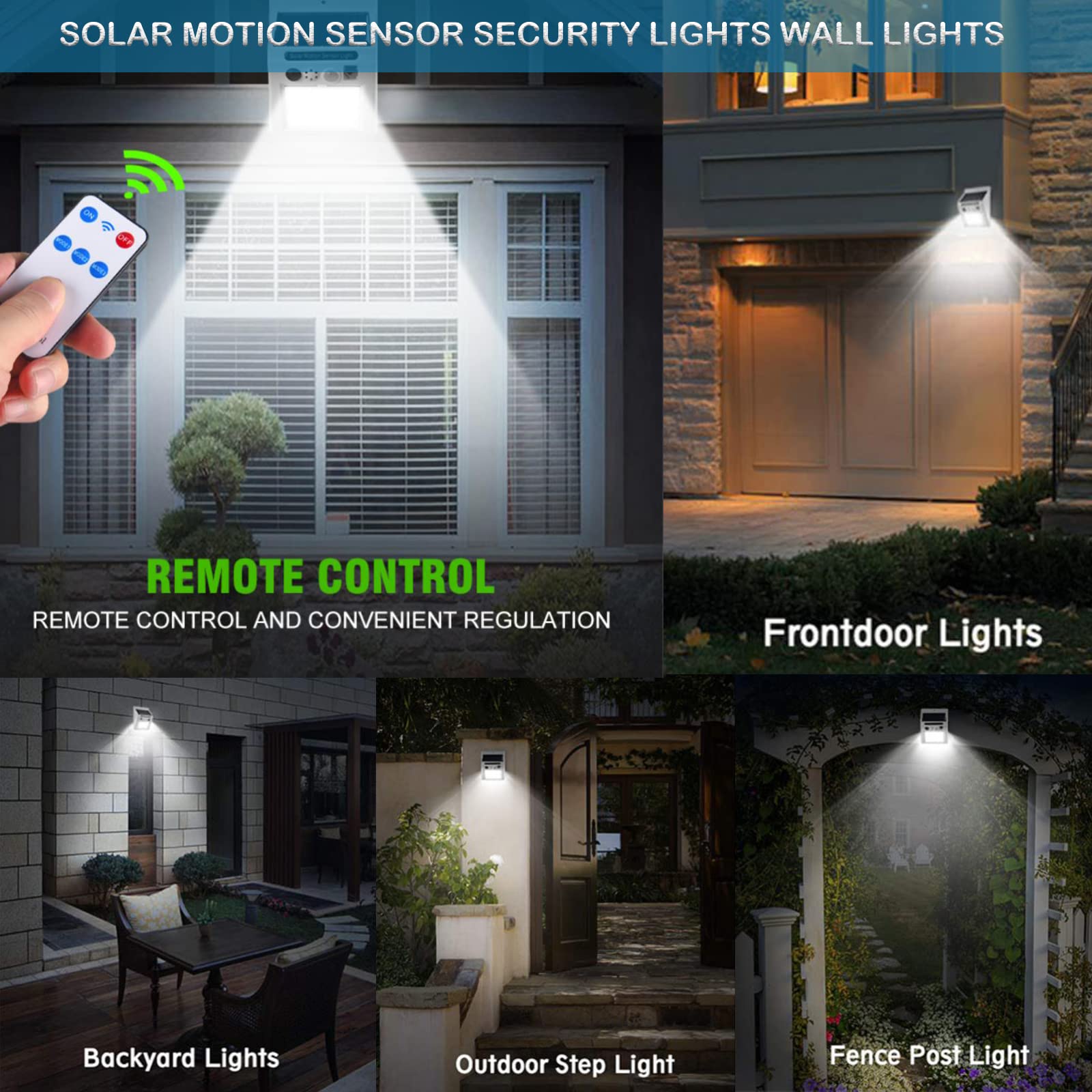 AMZSTAR Solar Motion Sensor Security Lights Wall Lights with Remote Solar Sound Alarm Strobe Light,3 Modes Waterproof Solar Alarm Lights Outdoor Solar Lamp for Farm,Barn,Villa,Yard,Garden (2pcs)