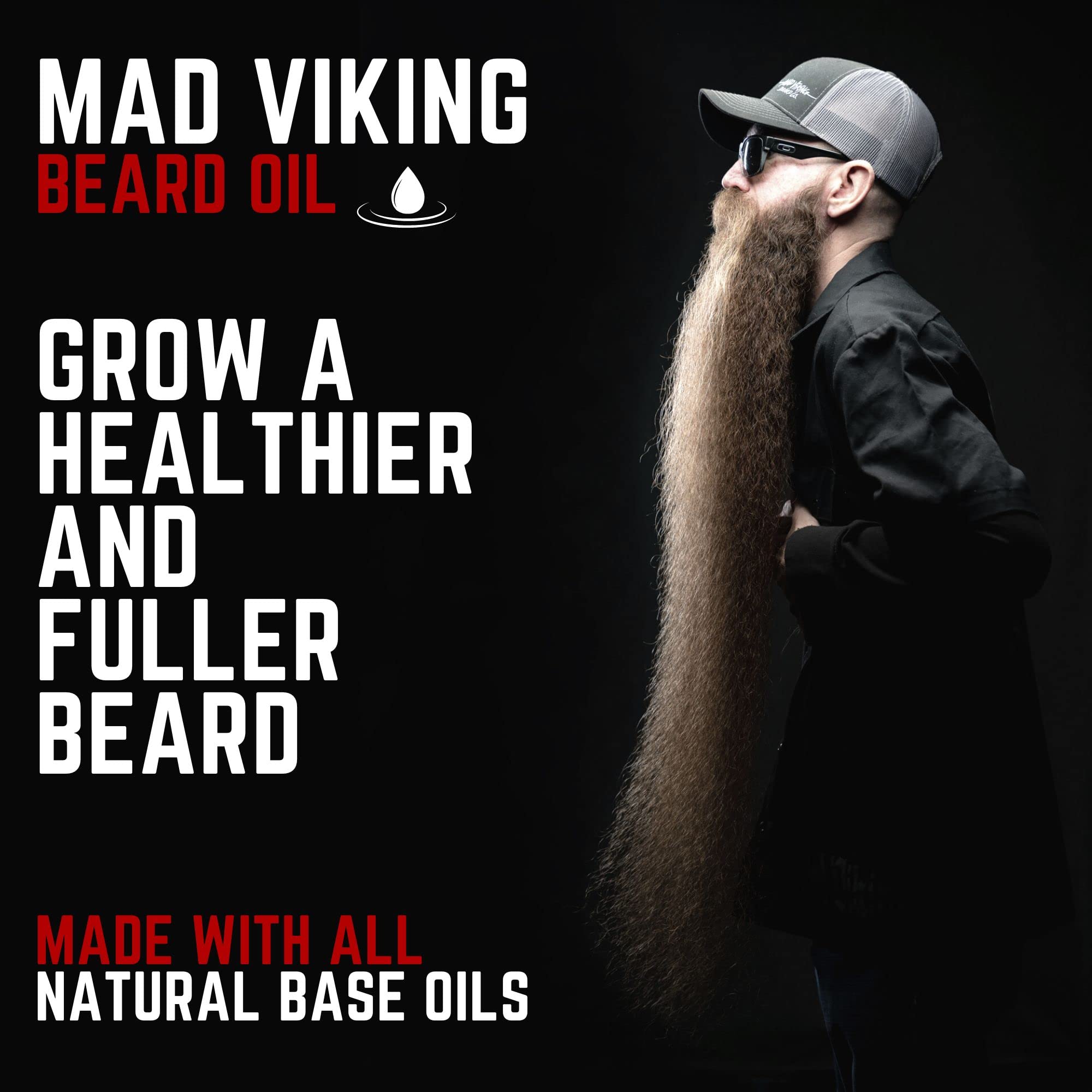 Mad Viking Beard Co. Premium Beard Oil for Men - Natural Beard Softener, Conditioner, and Skin Moisturizer - Reduces Beard Itch - For Thicker Looking Beards - Made in the USA