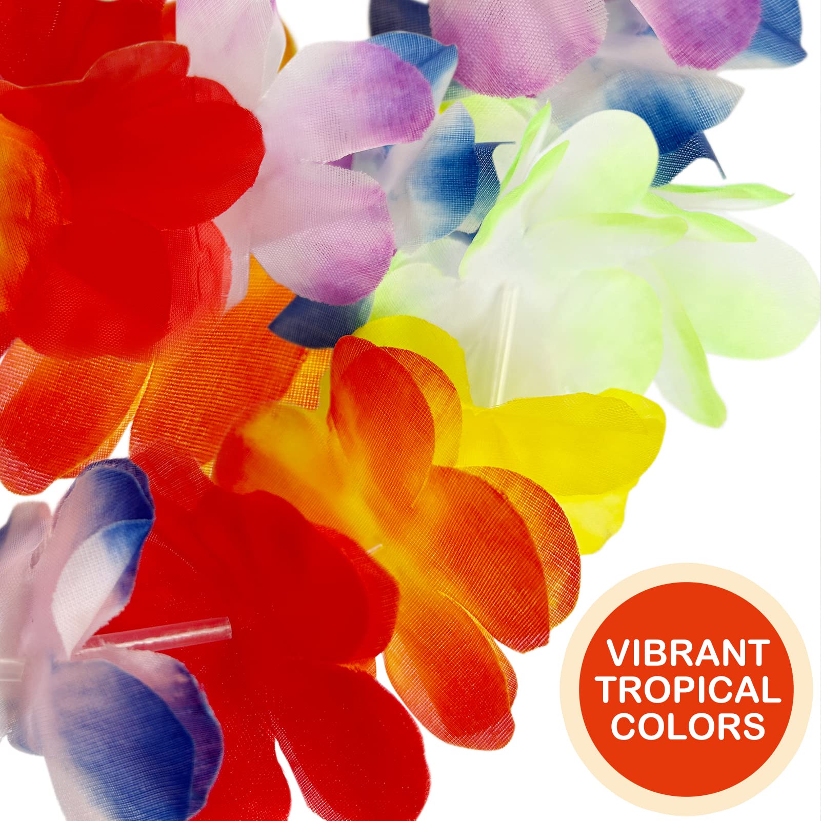 GoodUping 50 PCS Hawaiian Leis, Perfect Luau Party Supplies for Summer Beach Vacations, Essential Party Decorations for Birthday, Graduation, and Wedding Celebrations