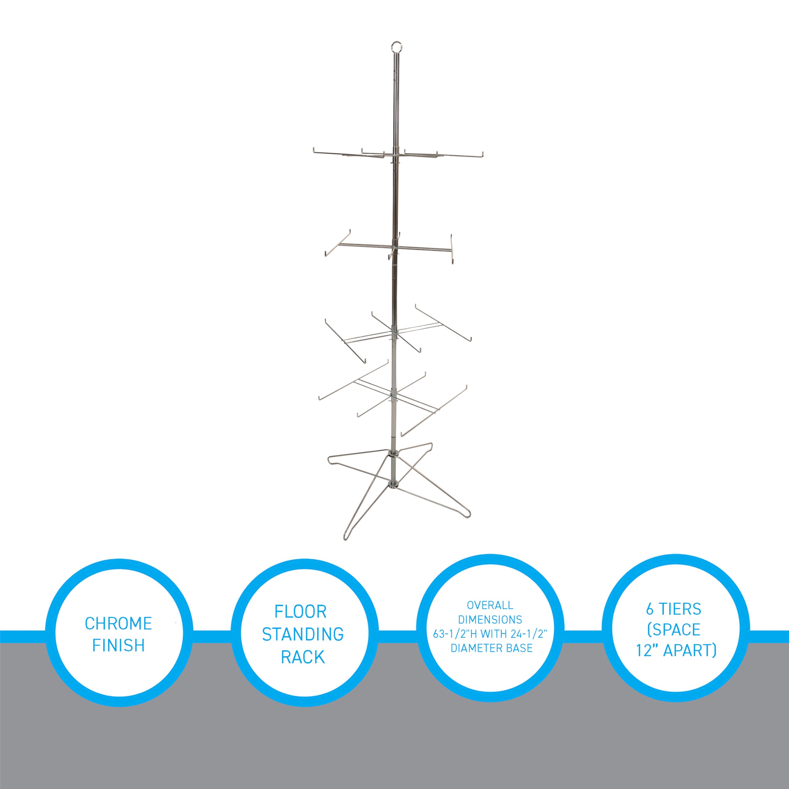 SSWBasics 4-Tier Chrome Wire Spinner Rack (4 tiers - space 12β apart) - Rotating Jewelry Display Organizer - Floor Spinner Rack - Perfect for Food Items and Fashion Accessories