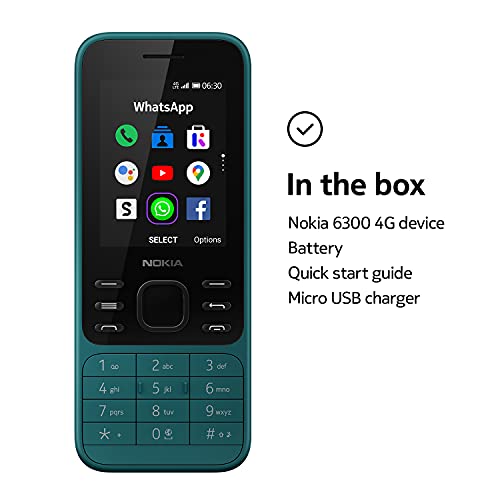 Nokia 6300 4G | Unlocked | Dual SIM | WiFi Hotspot | Social Apps | Google Maps and Assistant | Cyan Green