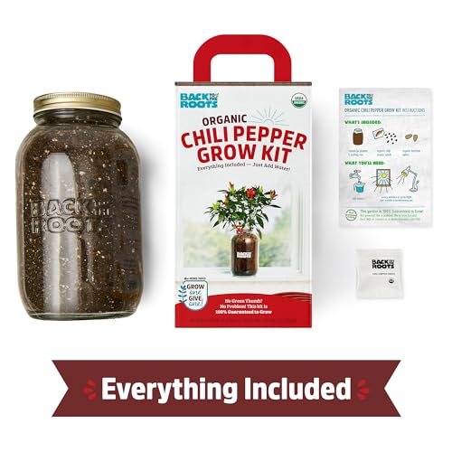 Back to the Roots Non-GMO Chili Planter, Grow Organic Chili Peppers Year Round, Windowsill Grow Kit, Top Gardening Gift, Holiday Gift, & Unique Gift