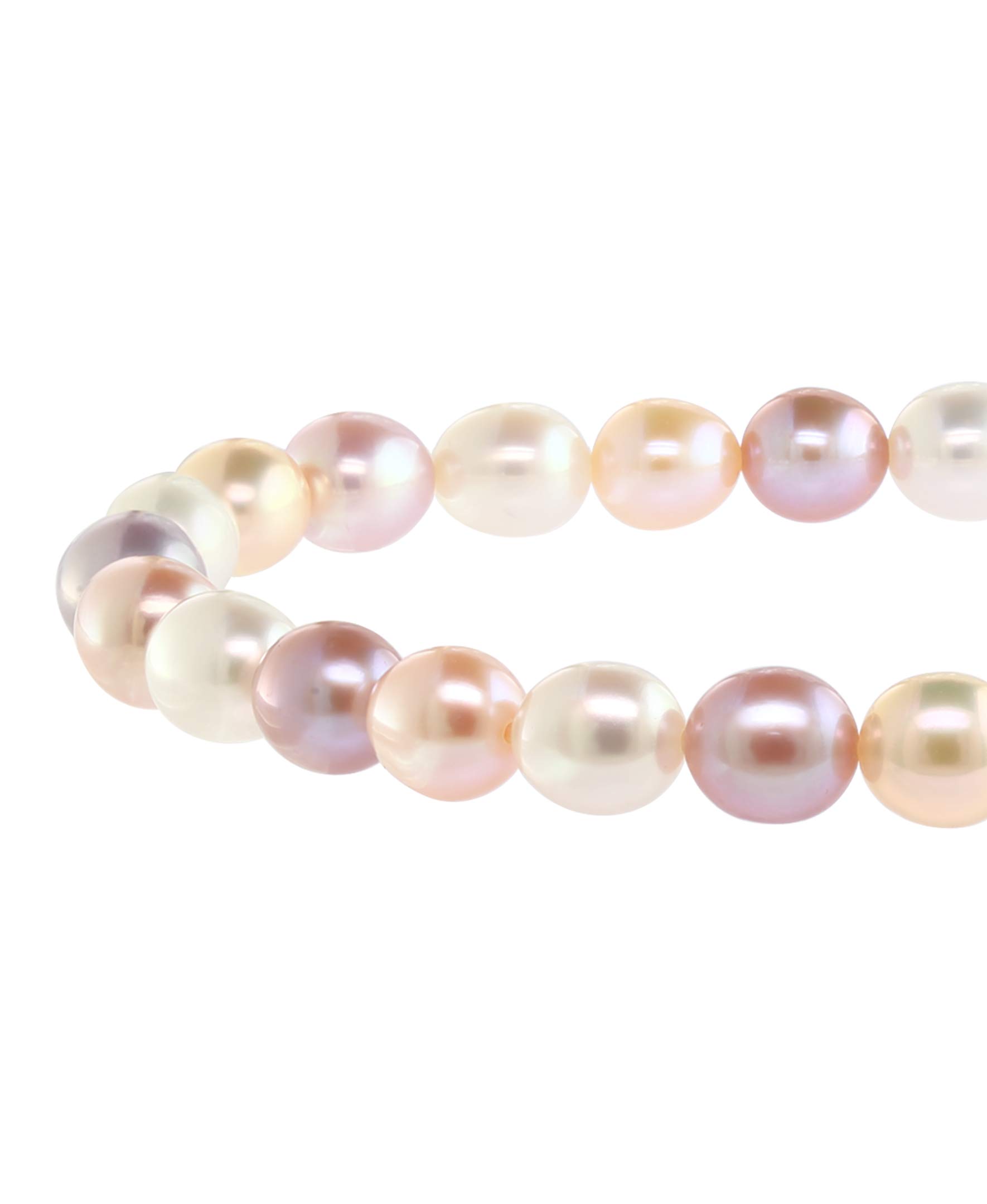 AAAA 6-6.5mm White, Natural Pink, & Natural Peach Colored Round Freshwater Cultured Pearl Bride & Bridesmaid Stetch Strand Bracelet- 7"
