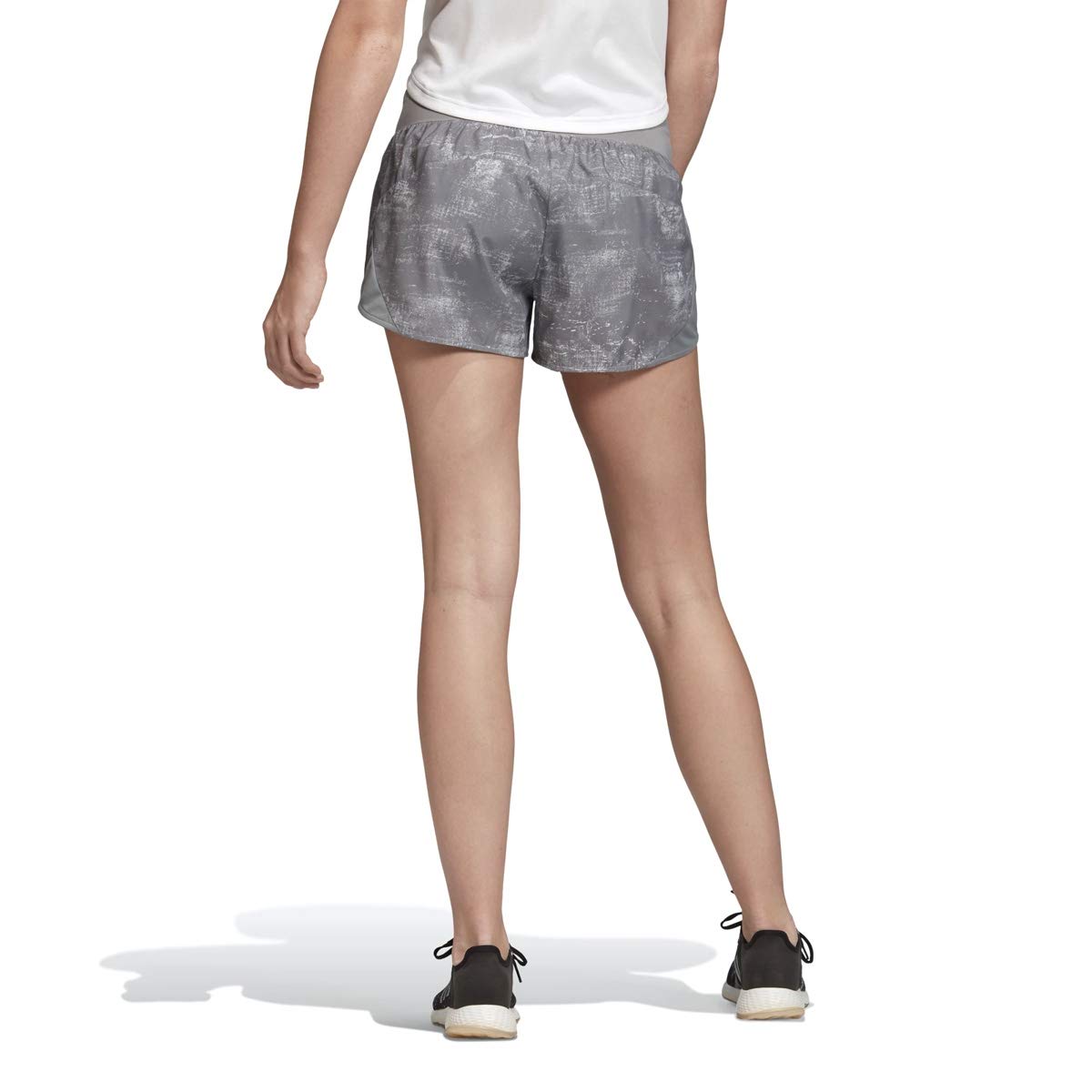 adidas womens Run it Shorts Washed Look Grey/White X-Small 4"
