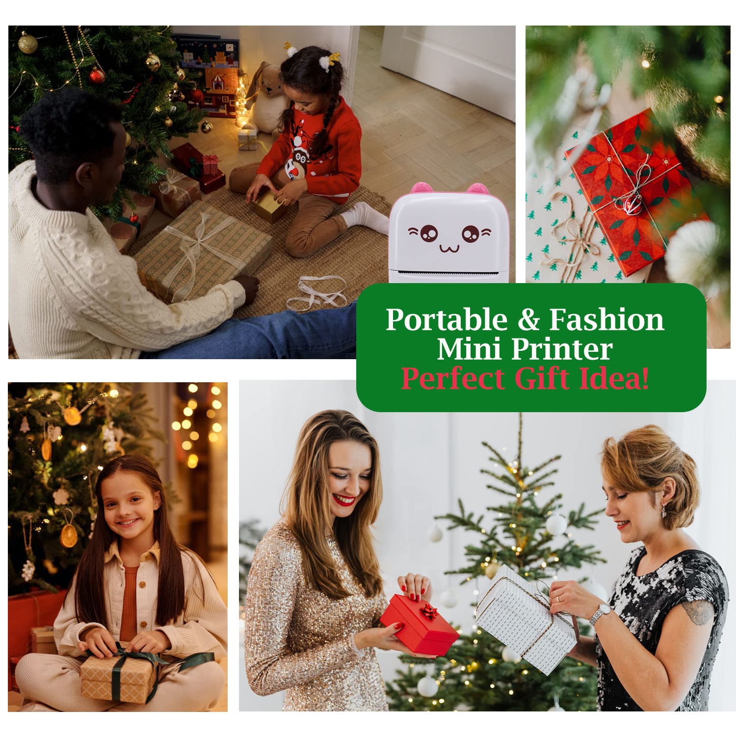 Vicbear Mini Pocket Printer, Portable Thermal Printer with 8 Rolls Printing Paper, Bluetooth Wireless Tiny Printer for Photos/Stickers/Labels/Notes/Receipts, Compatible with iOS and Android, Pink