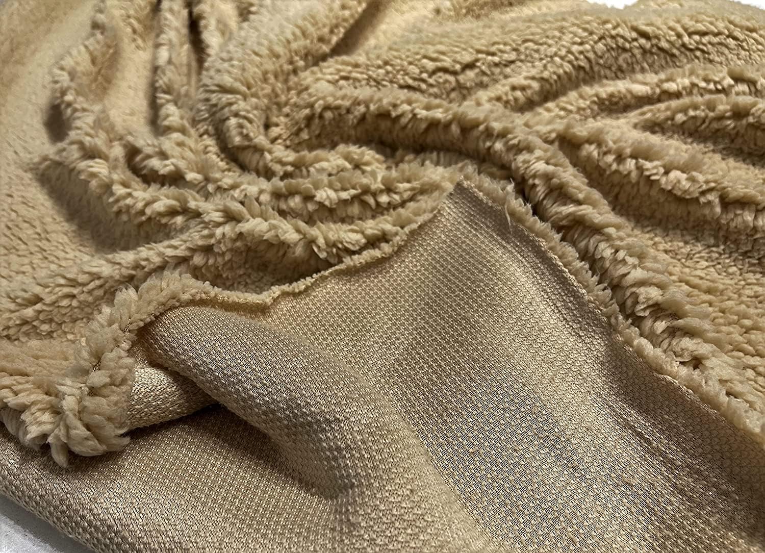 Solid Golden Brown Sherpa Fleece Fabric by The Yard