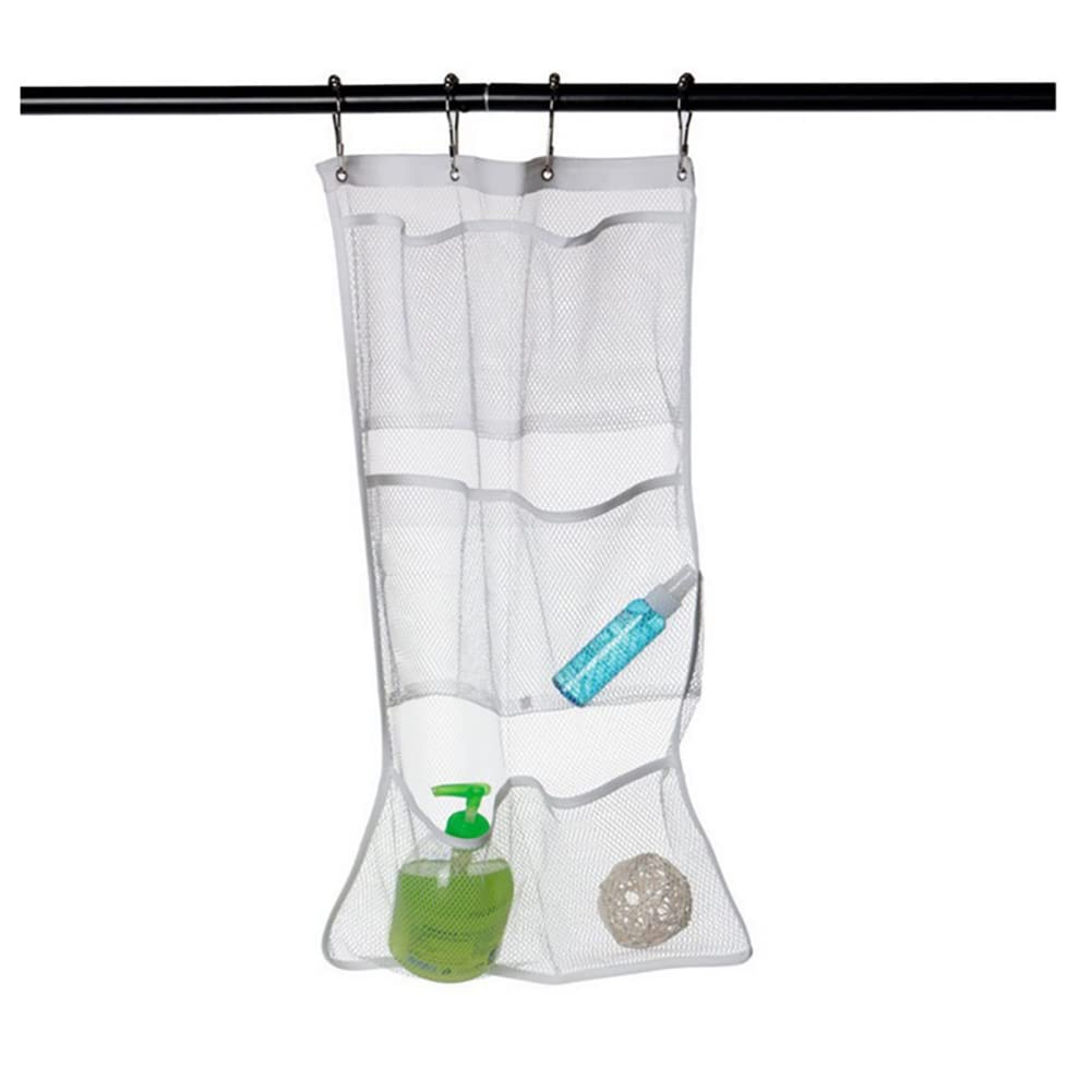 ccHuDE Hanging Mesh Pockets Shower Storage Bags Bathroom Hanger Pouch Shampoo Holder Bags Travel Hanging Toiletry Bag Bath Organizer Pouch with 4 Pcs Metal Buckles