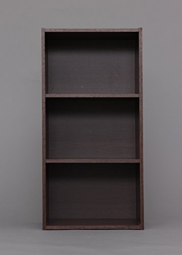 IRIS USA 3-Tier Modular Open Cubby Storage Shelf, Sturdy Storage Bookshelf Cabinet for Living Room Bedroom Guest Room Office Dorm Room Kids Room and Bathroom, Brown Oak