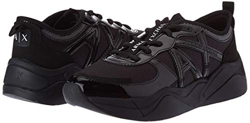 A|X ARMANI EXCHANGE Women's AX Logo Streetwear Sneaker, Black, 8.5
