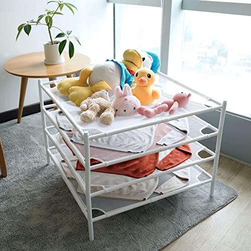 STORAGE MANIAC Sweater Drying Rack, Mesh Clothes Drying Rack, Stackable Laundry Drying Rack, Lay Flat Dryer for Delicates, Portable Dry Rack for Indoor or Outdoor, White, 4-Pack