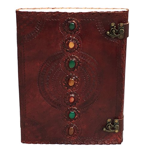 Leather Journal Book Seven Chakra Medieval Stone Embossed Handmade Book of Shadows Notebook Office Diary College Book Poetry Book Sketch Book 10 x 13 Inches