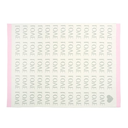 Elegant Baby Premium 100% Cotton Knit Blanket, Grey Love with Pink Trim, 30" x 40"