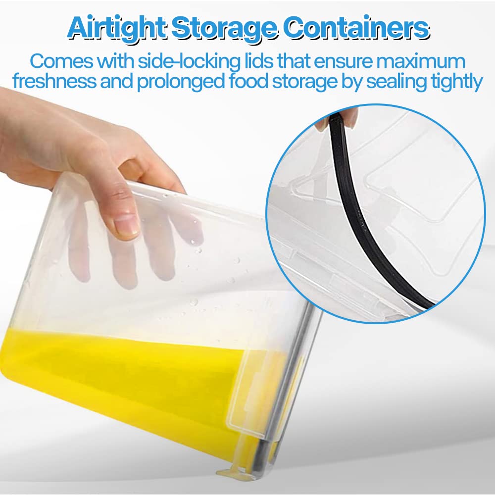 Airtight Food Storage Container Set 14 Pack, Kitchen and Pantry Organization Containers, BPA Free Plastic Cereal Containers with Easy Lock Lids, Kitchen Decor with 24 Labels & Marker