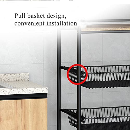 MOAMUN Kitchen Storage Rolling Cart 5-Tier Kitchen Rack Metal Standing Shelf Storage Shelving Unit Organizer for Kitchen Bathroom Garage Pantry