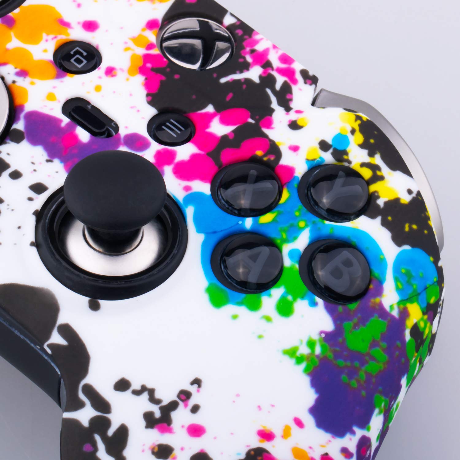 9CDeer 1 x Protective Customize Transfer Print Silicone Cover Skin Graffiti + 6 Thumb Grips Analog Caps for [Xbox One Elite] Controller Compatible with Official Stereo Headset Adapter