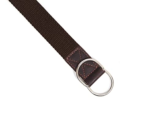 Aaron Leather Goods Canvas Belt with D-ring for men & women 1 or 3 pcs Black Brown Green (Walnut, Medium (34"-38" Waist))