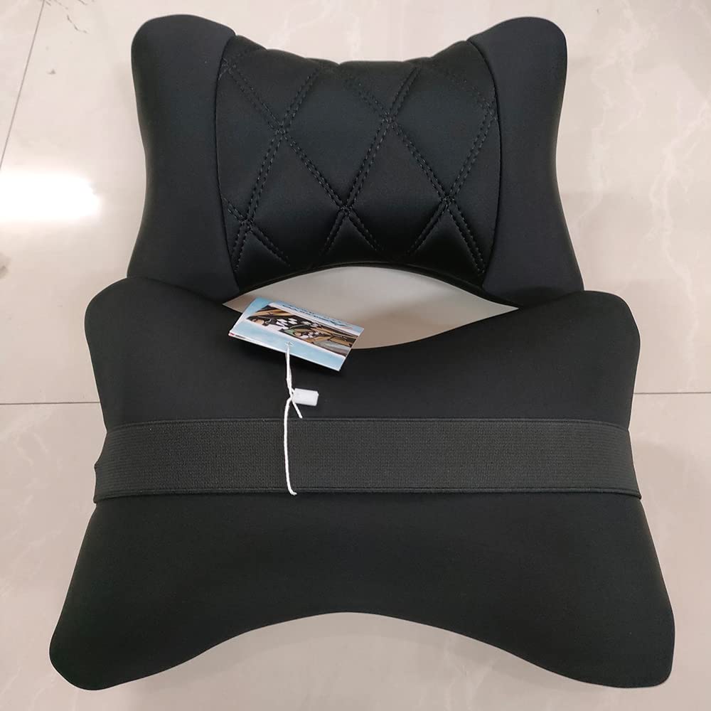 AAGIIILEEYO Car Seat Headrest Neck Rest Cushion,2 Pieces Black Help Relieve Neck Pain Pillow for Driver or Front Passenger,Polyamiden Fibre Cushion