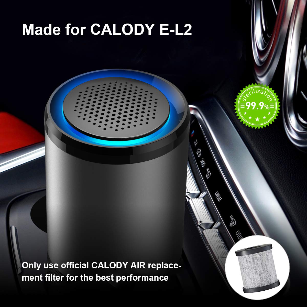 CALODY E-L2 Portable HEPA Air Purifier Replacement Filter, 3-in-1 Pre-Filter, H13 True HEPA Filter, Activated Carbon Filter, Pack of 1
