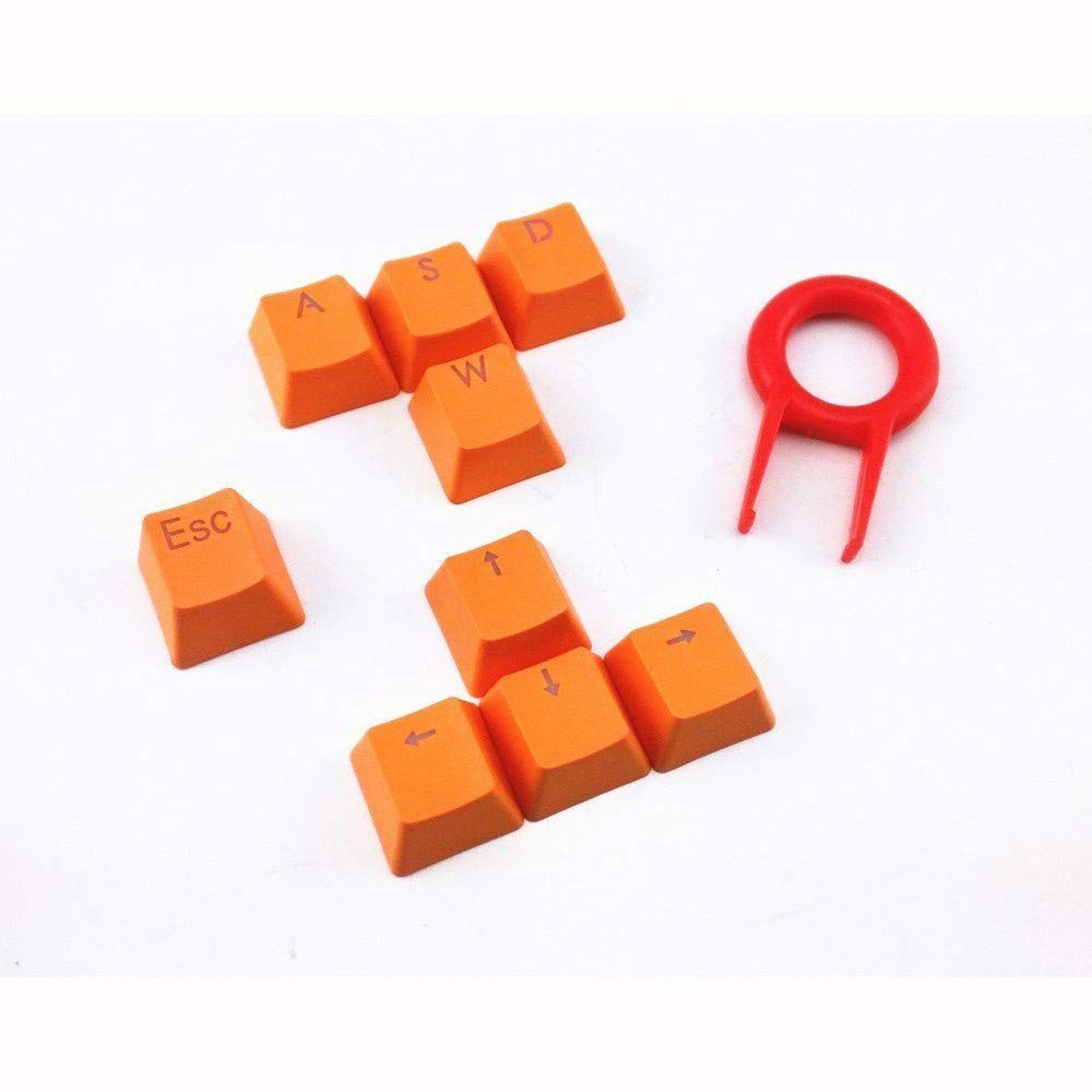 9 Keys PBT Backlit Keycaps, Replacement Key Cap Cover with Key Cap Puller, Orange Backlit Keycaps for Mechanical Gaming Keyboard (Only Sell Keycaps)