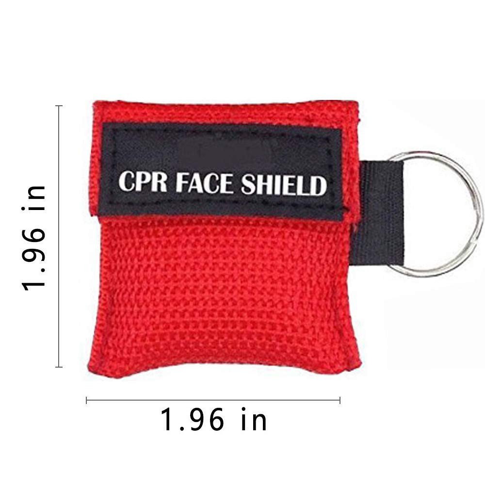 LSIKA-Z Pack of 12pcs CPR Mask Keychain Ring Emergency Kit CPR Face Shields for First Aid or CPR Training (Red-12)