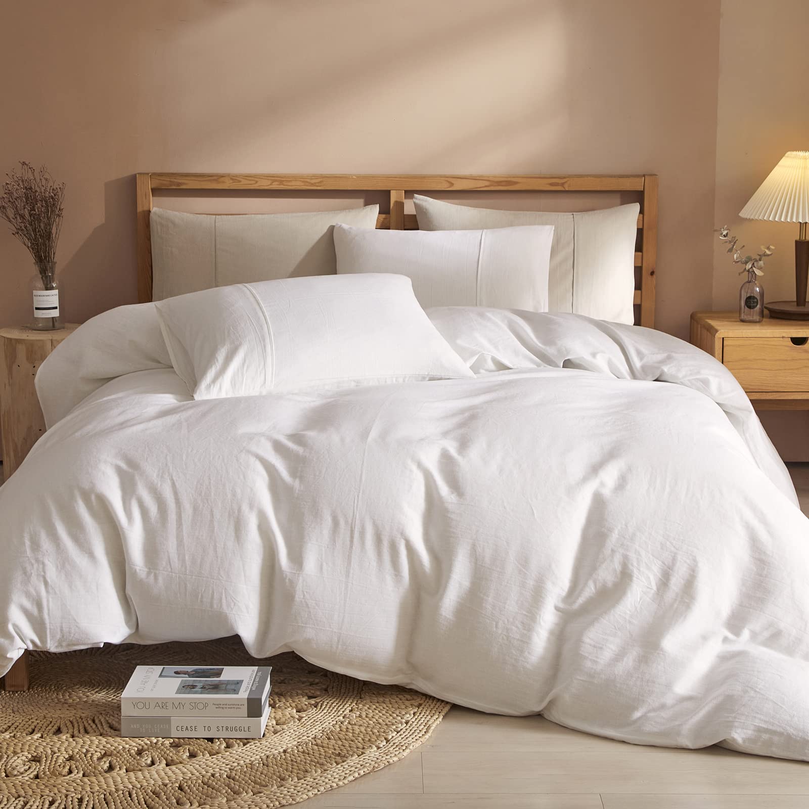 Grassix 100% Linen Duvet Cover King Size - Pure French Natural Linen Durable Comforter Cover for Hot Sleepers Stone Washed Cooling Moisture-Absorbing Duvet Cover with 2 Pillowcases