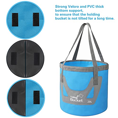 FYY Collapsible Bucket with Handle, Lightweight Folding Water Container 5 Gallon (20L) Portable Camping Folding Bucket for Fishing Outdoor Travelling Hiking Gardening