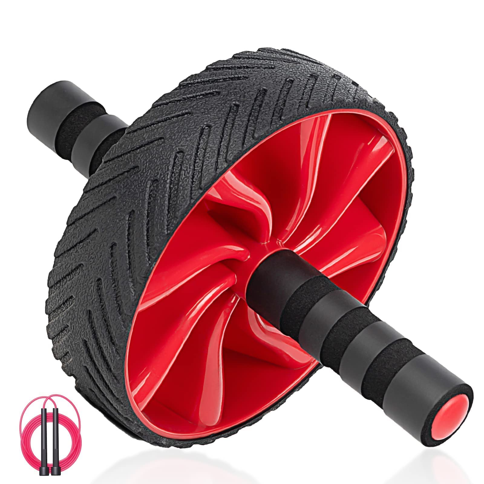 Ab Wheel Roller home workout, ab roller wheels for Abdominal & Core Strength Training,ab workout wheel for Home Gym Fitness,Suitable for Beginner and Advanced Level(red)-ab roller kit