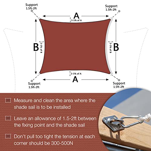 Amagenix Sun Shade Sails Canopy, Rust Red Curved Rectangle Outdoor Shade Canopy 12'X16' Breathable 95% UV Block Canopy for Outdoor Patio Garden Backyard (We Make Custom Size)