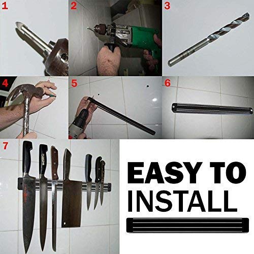 Magnetic Knife Holder 13 Inch Black, Storage Bar Strip | Multi-purpose Functionality Tool Magnet Rack Strip Bar Storage Wall Mount for Kitchen Knife Knives Tool Spoon Display Rack Organizer