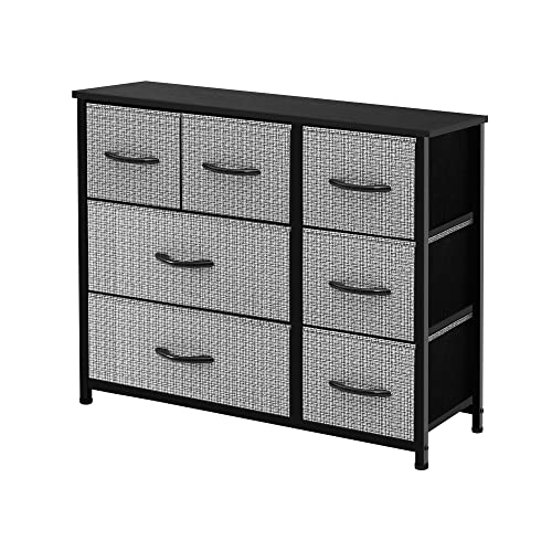 AZL1 Life Concept Dresser Storage Furniture Organizer-Large Standing Unit for Bedroom, Office, Entryway, Living Room and Closet-7 Removable Fabric Drawers, Black and White
