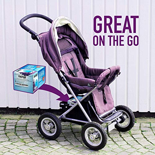 Tadge Goods Baby Disposable Diaper Bags Scented with Lavender - Odor Absorber Biodegradable Plastic Diaper Sacks for Trash Bag Essential Items - Bags for Dirty Diapers - Refill 200 Count (Blue)