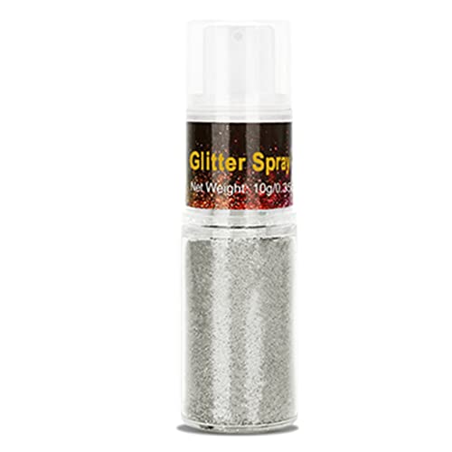 Go Ho Hair and Body Glitter Spray,Festival Glitter Powder Makeup for Hair/Body/Clothes,Silver Glitter Spray Loose Sparkle Powder Makeup for Body Highlighter,Festival Rave Accessories,10g