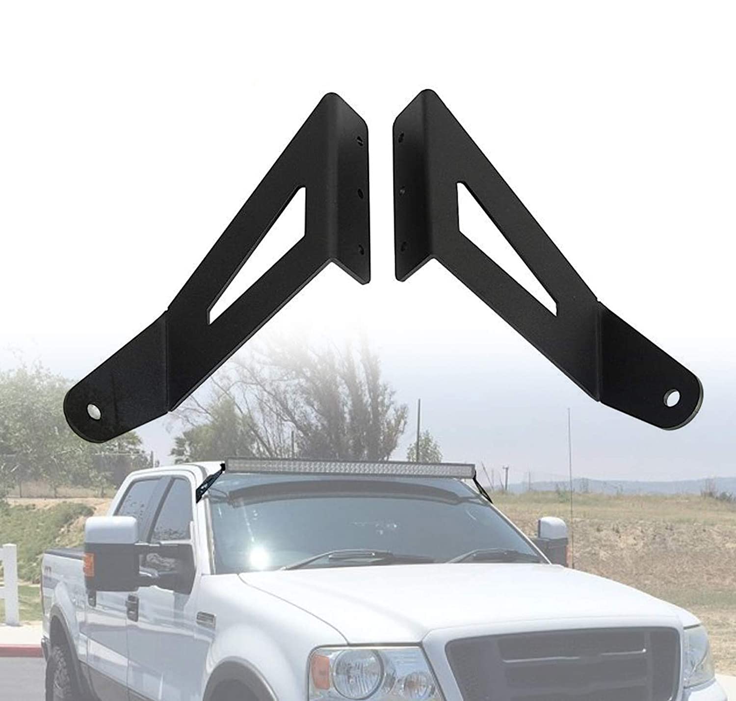 ALAVENTE 54" Curved Light Bar Upper Windshield Mount Brackets Kit for Ford F-250 / F-350 Super Duty 1999-2015, 54 inch Windshield Off Road Light Bar Brackets Mount
