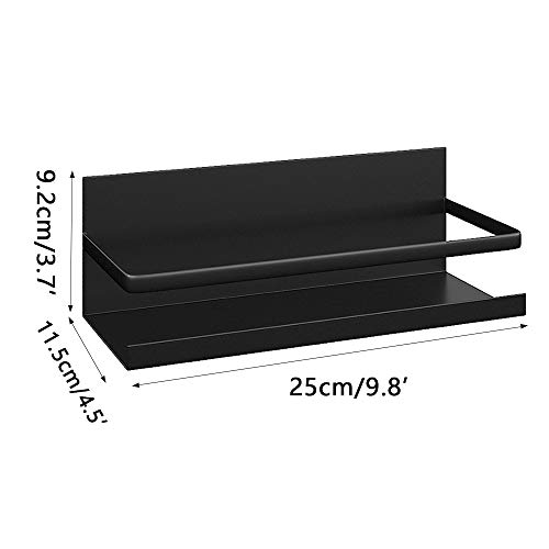 YJSMO Magnetic Spice Rack for Refrigerator,Heave Duty Magnetic Shelf For Kitchen With Strong Magentic Storage Organizer,Fridge Spice Rack for Cabinet,Space Container,Drill free (Black, 2 Pack)