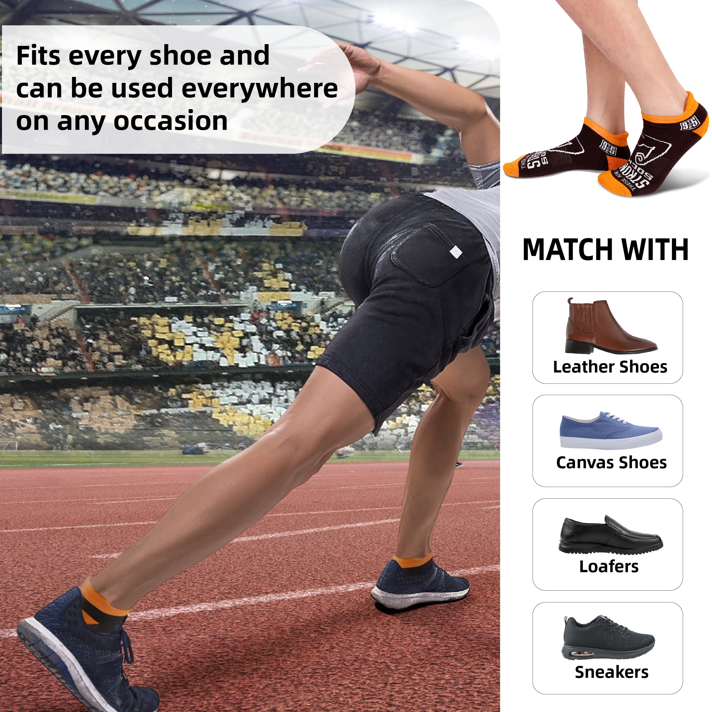 9Toe5 Funny Socks Men and Women Compression Socks No Show Socks Running Ankle Socks for Men and Women with Peak Design & Quotes Padded Sole (2PCS)