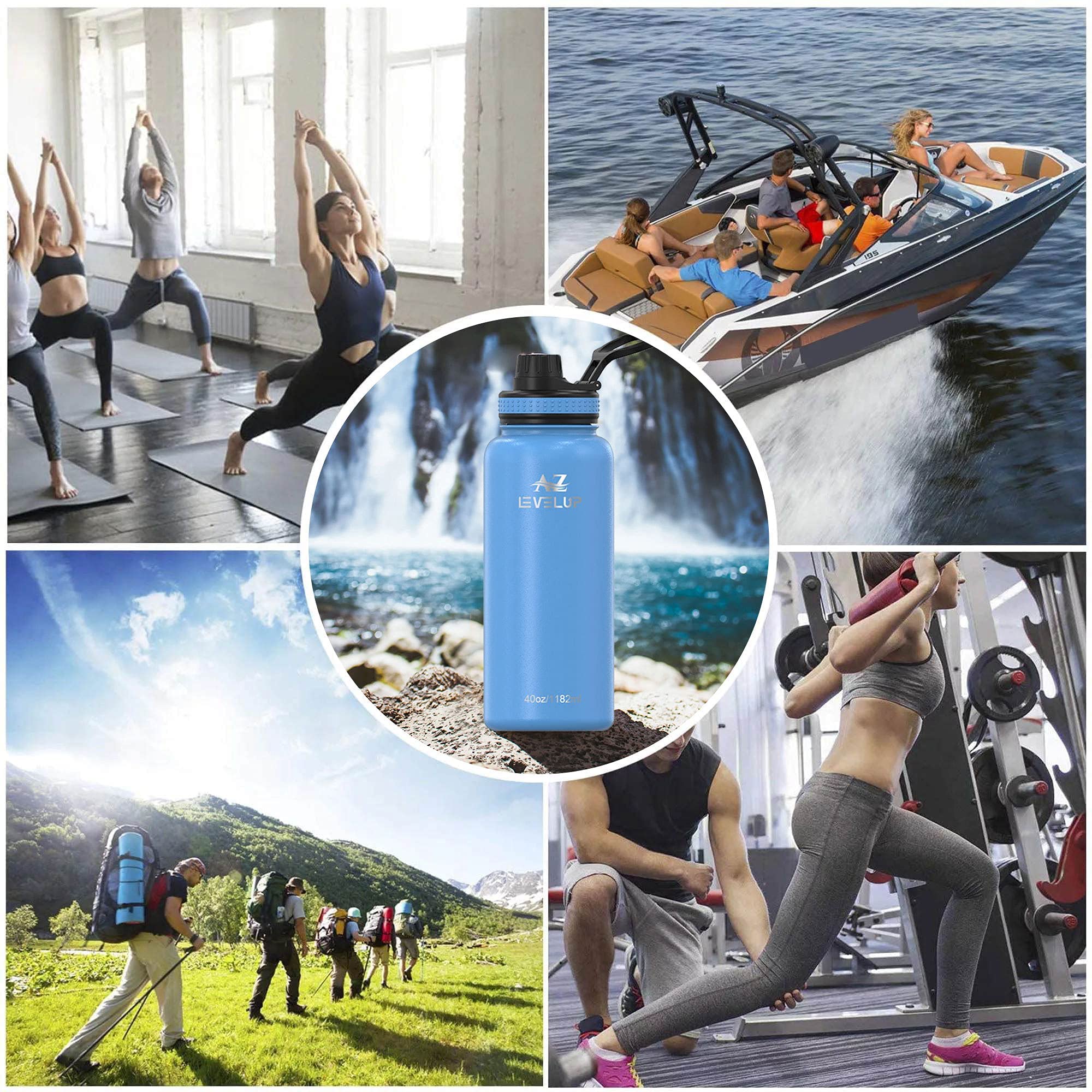 AZ LEVELUP Vacuum Insulated Stainless Steel Water Bottles, Double Walled, Wide Mouth Sport flasks Leak Proof Straw & Spout Lids, Modern Thermos, Paracord Handle, Protective Silicone Boot, 220z-Orchid