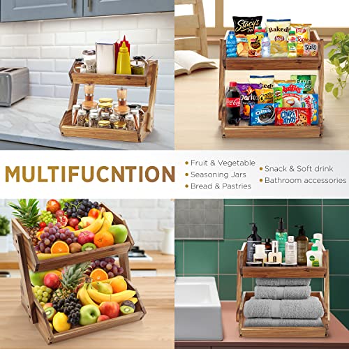 Fruit Basket, Fruit Bowl, 2 Tier Fruit Basket for Kitchen, Fruit Stand Storage Holder, Heavy Duty/Multipurpose/Large Capacity for Fruit, Vegetables, Bread Storage and Home Kitchen Countertop Organizer