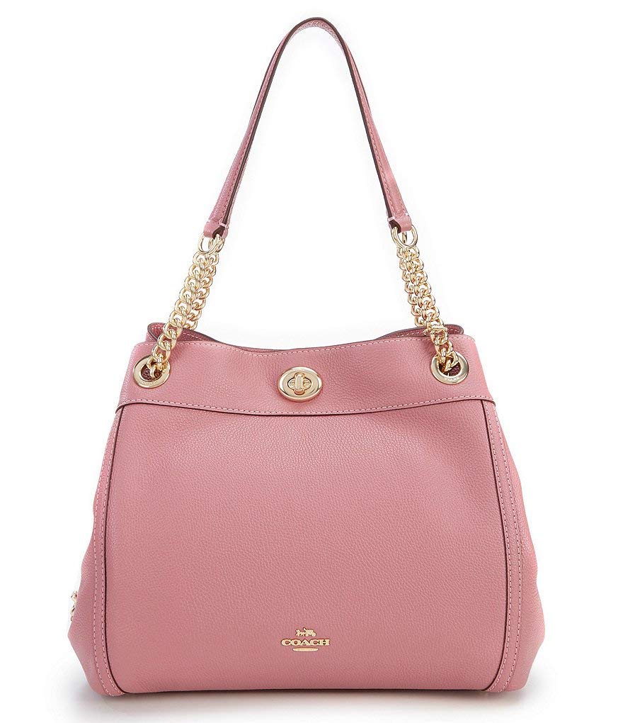 Coach Edie Turnlock Leather Shoulder Bag, Rose