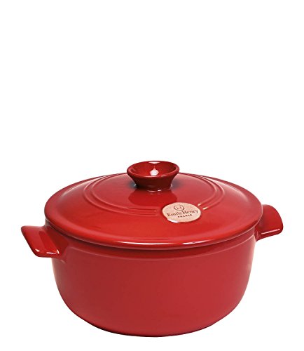 Emile Henry Flame Round Stewpot Dutch Oven, 4.2 Quart, Burgundy