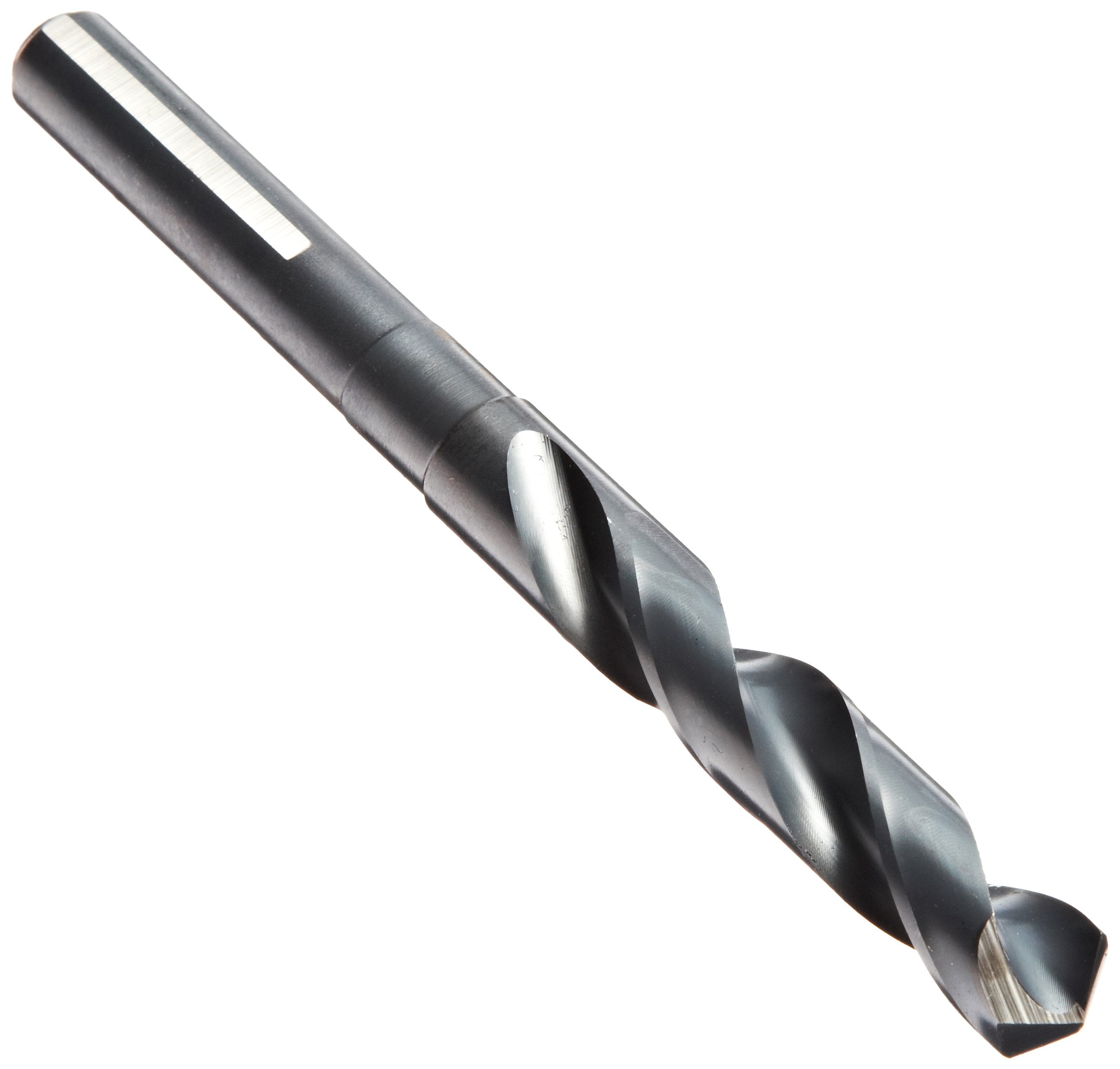 Chicago Latrobe 190F Series High-Speed Steel Reduced-Shank Drill Bit Set With Plastic Case, Black Oxide Finish, Flatted Shank, 118 Degree Split Point, Inch, 8-piece, 9/16" - 1" in 1/16" increments