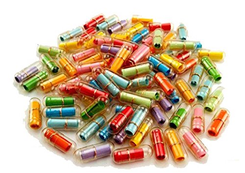 mollensiuer 100Pcs Lovely Mini Pill Shaped Message Bottles Capsule Letter Friendship Wishing Bottles for Wedding Decoration, Party Favors