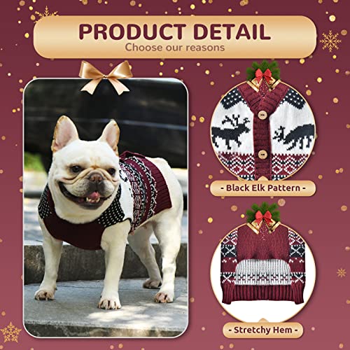 BAEJMJK Dog Christmas Sweater Xmas Pet Dog Turtleneck Clothes for Small Medium Large Dogs Soft Warm Puppy Cat Knit Jumper Dog Outfits Dog Pullover for Fall Winter Red Elk(A,2X-Large)