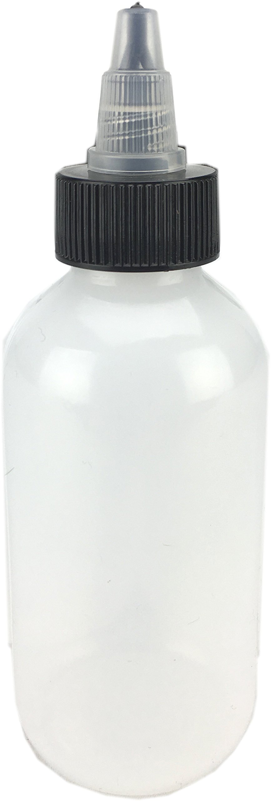 Hobbyland Squeeze Bottles, LDPE Plastic Bottles, Natural Boston Round Bottles, Black and Natural Twist Caps (4oz, 24/410 Neck, 6 Bottles)