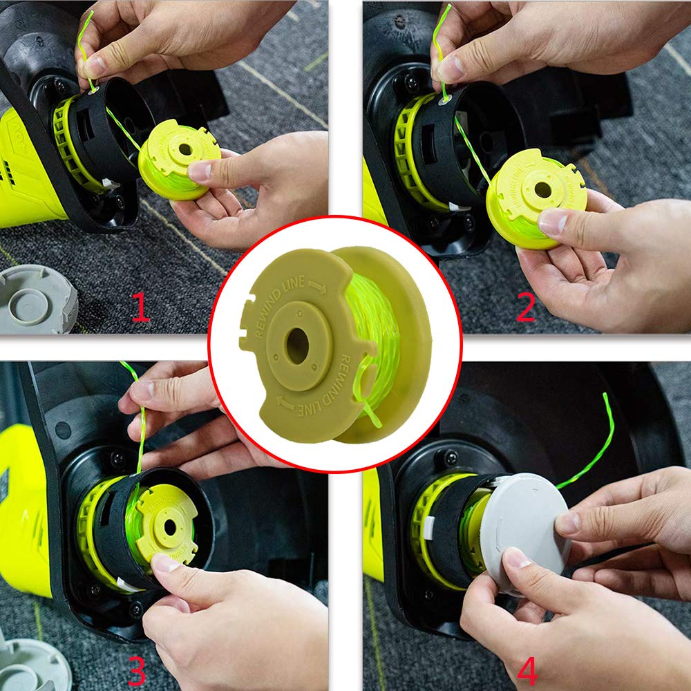 AC80RL3 String Trimmer Replacement Spool Line Compatible with Ryobi One Plus+ AC80RL3,11ft 0.08inch Weed Eater Autofeed Replacement Spools for Ryobi 18v, 24v, 40v Cordless Trimmers (6 Spool, 1 Cap)