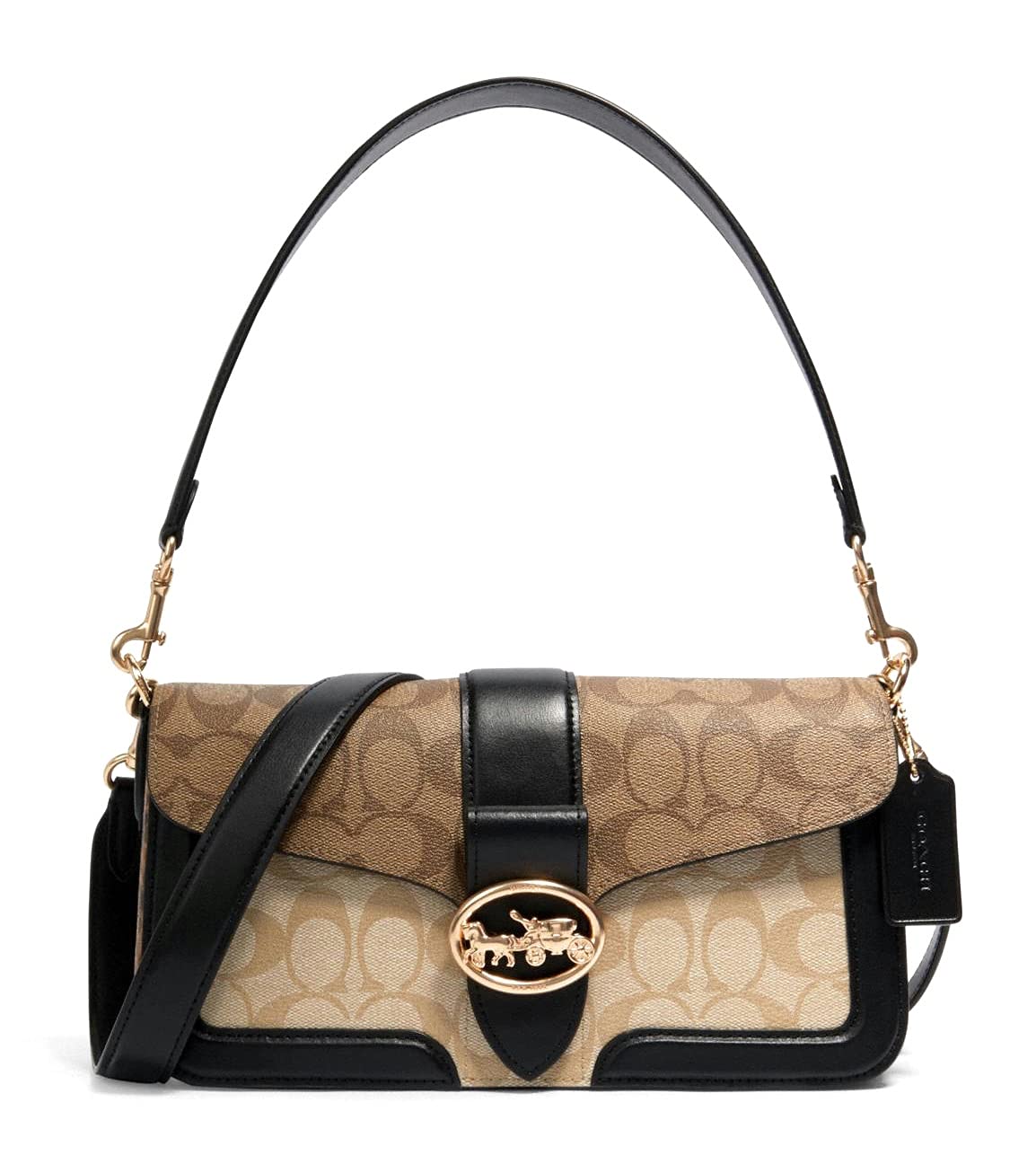 Coach Women's Georgie Shoulder Bag In Blocked Signature Canvas Im/Khaki/Lt Khaki/Black