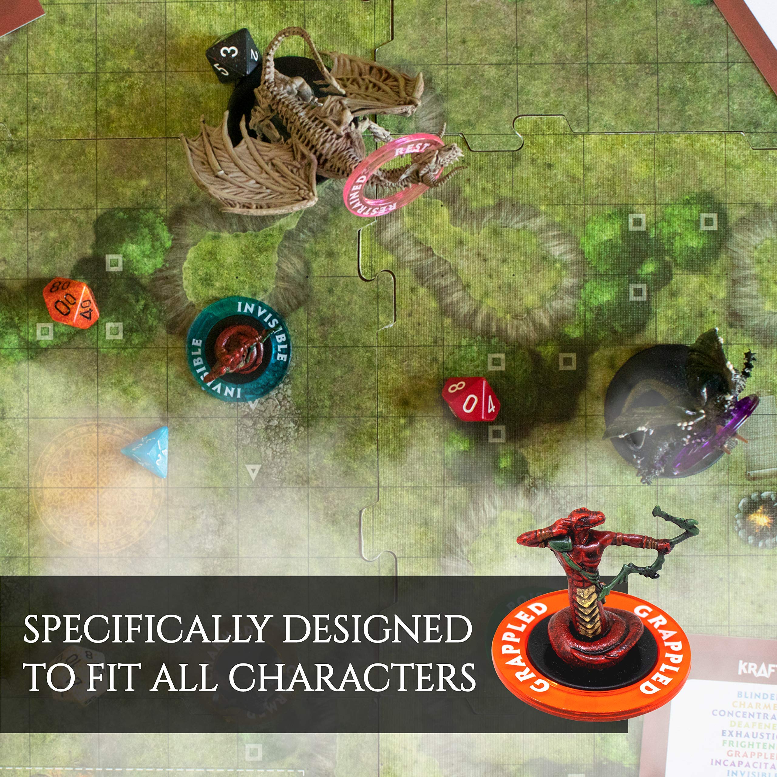 Kraftex DND Condition Rings [96pcs]: DND Accessories for Dungeon Masters to Track DND Spell Effects. Condition Markers D&D Accessories use as DND Tokens, DND Ring, DND Status Markers or DM Tools.