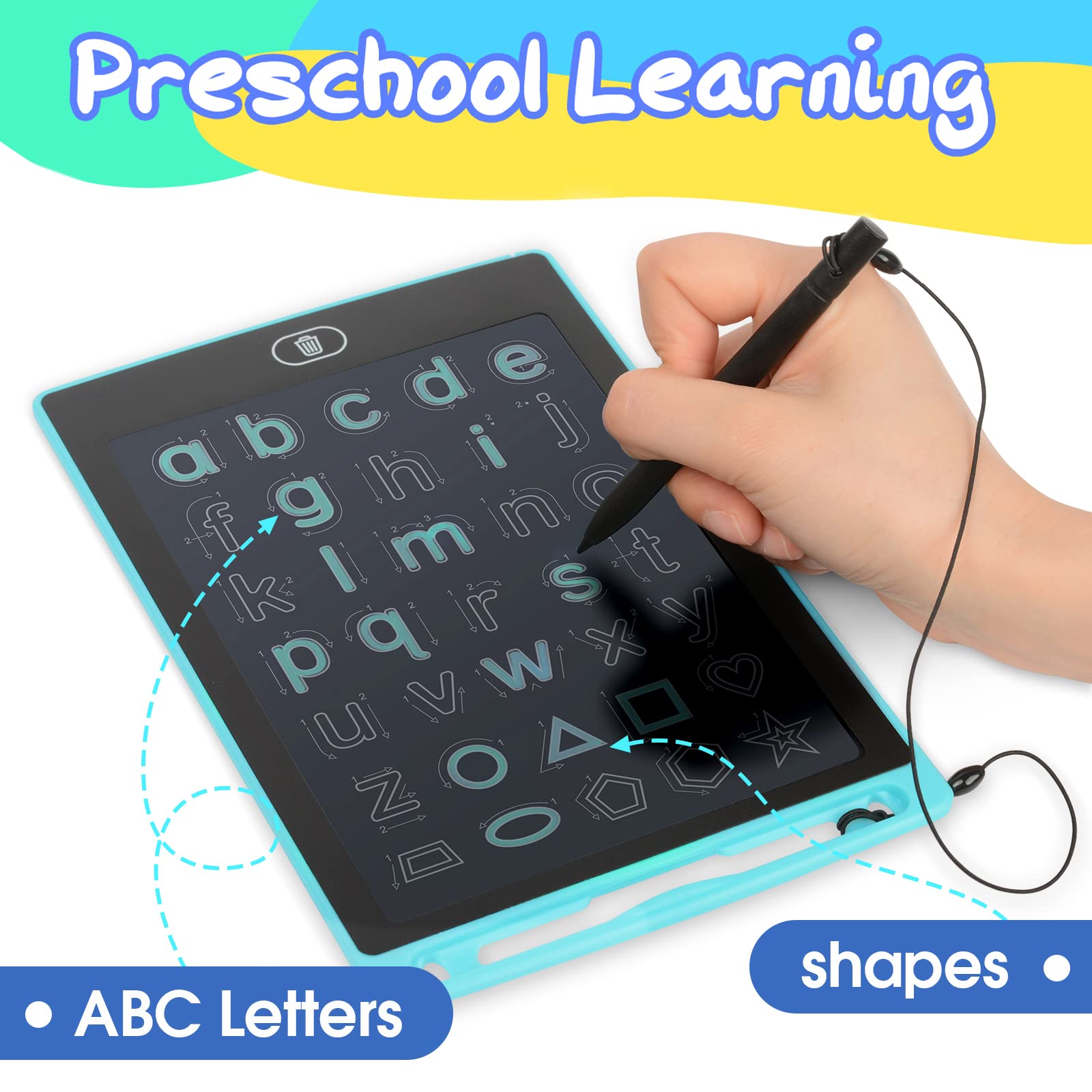 ABC Lowercase Letters Learning for Toddlers, Montessori Alphabet Tracing Toys with Shape, Handwriting Practice for Preschool 4 5 6 Years Old Kids, LCD Writing Tablet Educational Toys