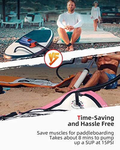 Abahub 22PSI SUP Electric Air Pump, Auto-Off Inflation & Deflation, Portable High Pressure Pump, 12 DV Car Connector for Inflatable Stand Up Paddle Boards, Kayaks, Boats