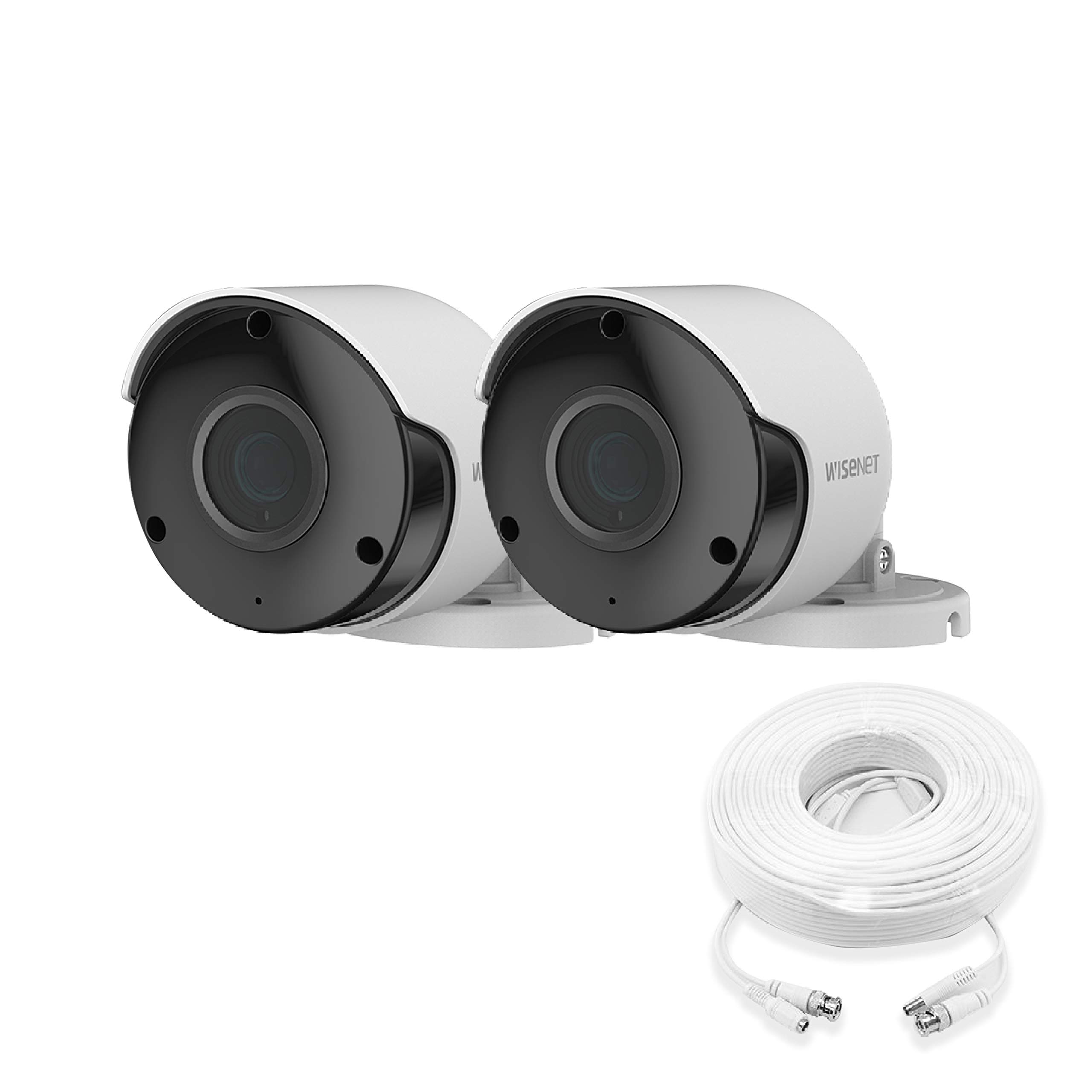 Wisenet SDC-89445BF 5MP CCTV Surveillance Weatherproof Bullet Security Camera 82ft IR Distance Plastic Housing 3.6mm Lens 104° Wide Angle (Double Pack)